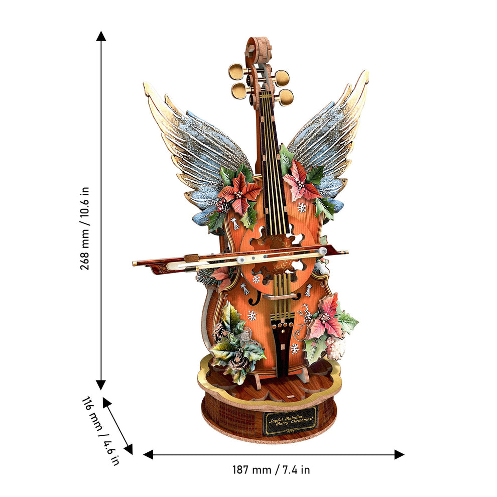 Christmas Cello– DIY Wooden Music Box, 3D Puzzle Craft Kit – KadaJoy